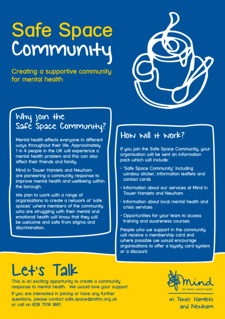 Safe Space Community | Mind in Tower Hamlets, Newham and Redbridge